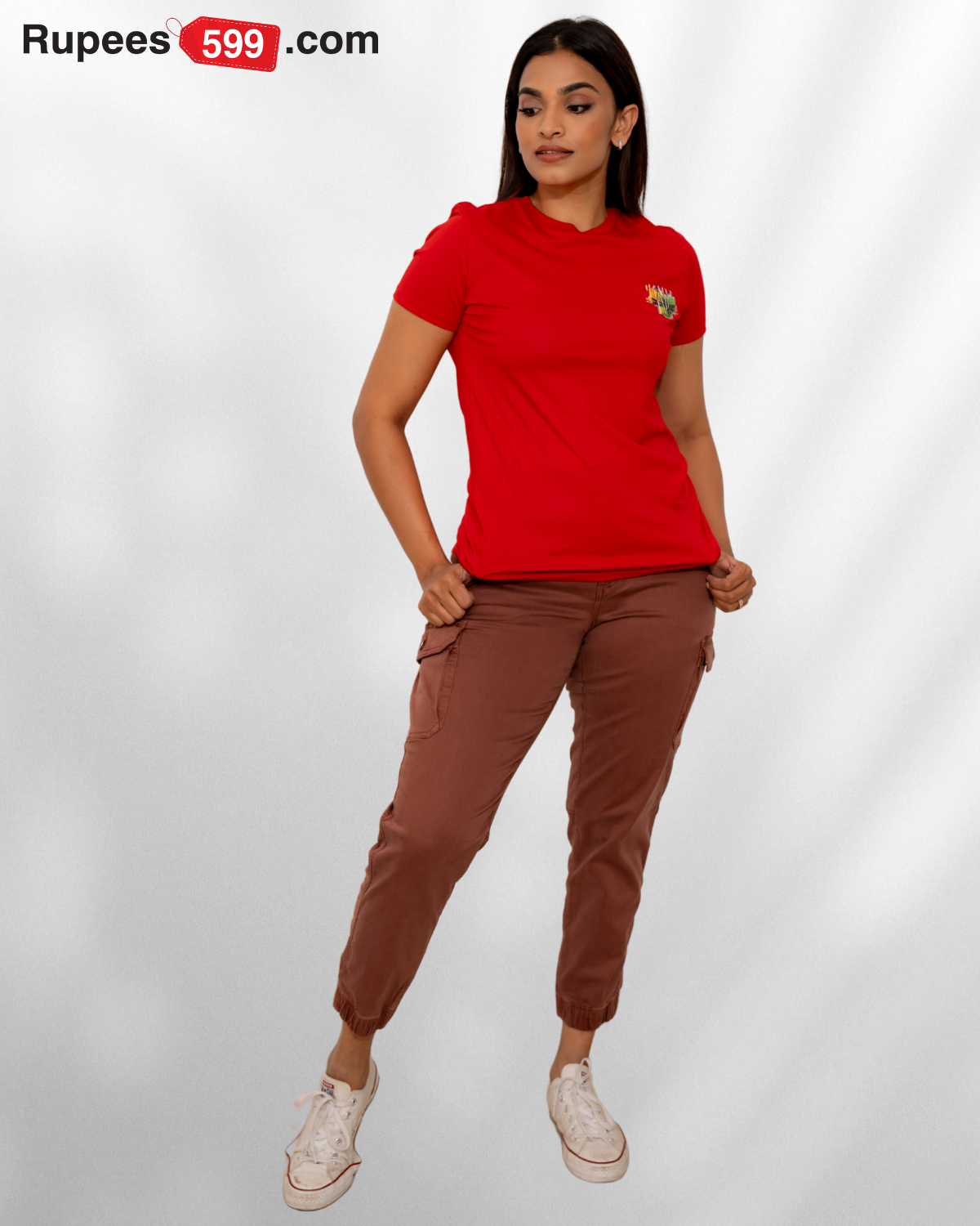 Ladies Cargo Pants with Elastic Ankle – Rupees599.com