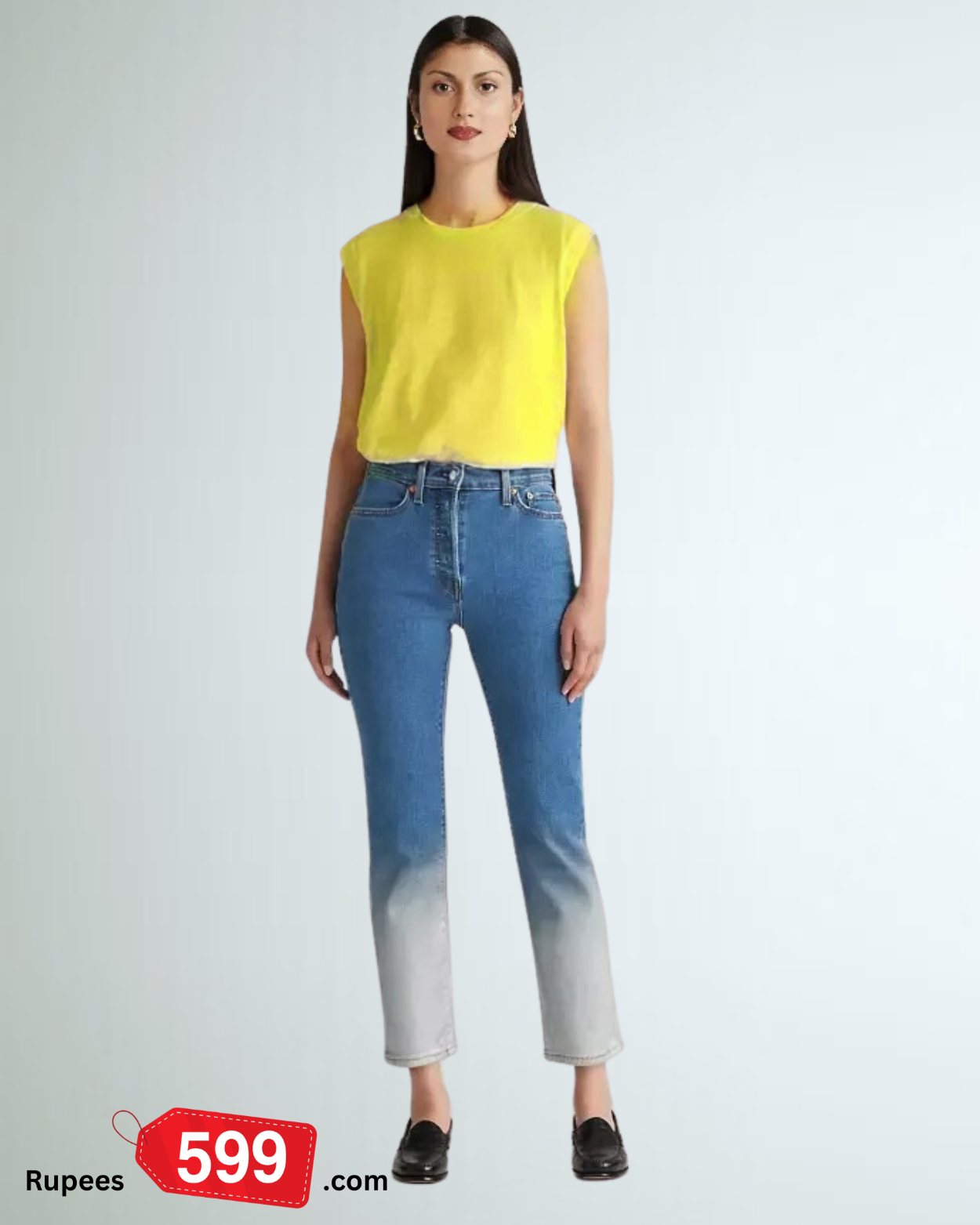 Ladies High-Rise Ombre Straight Leg Denim – Rupees599.com