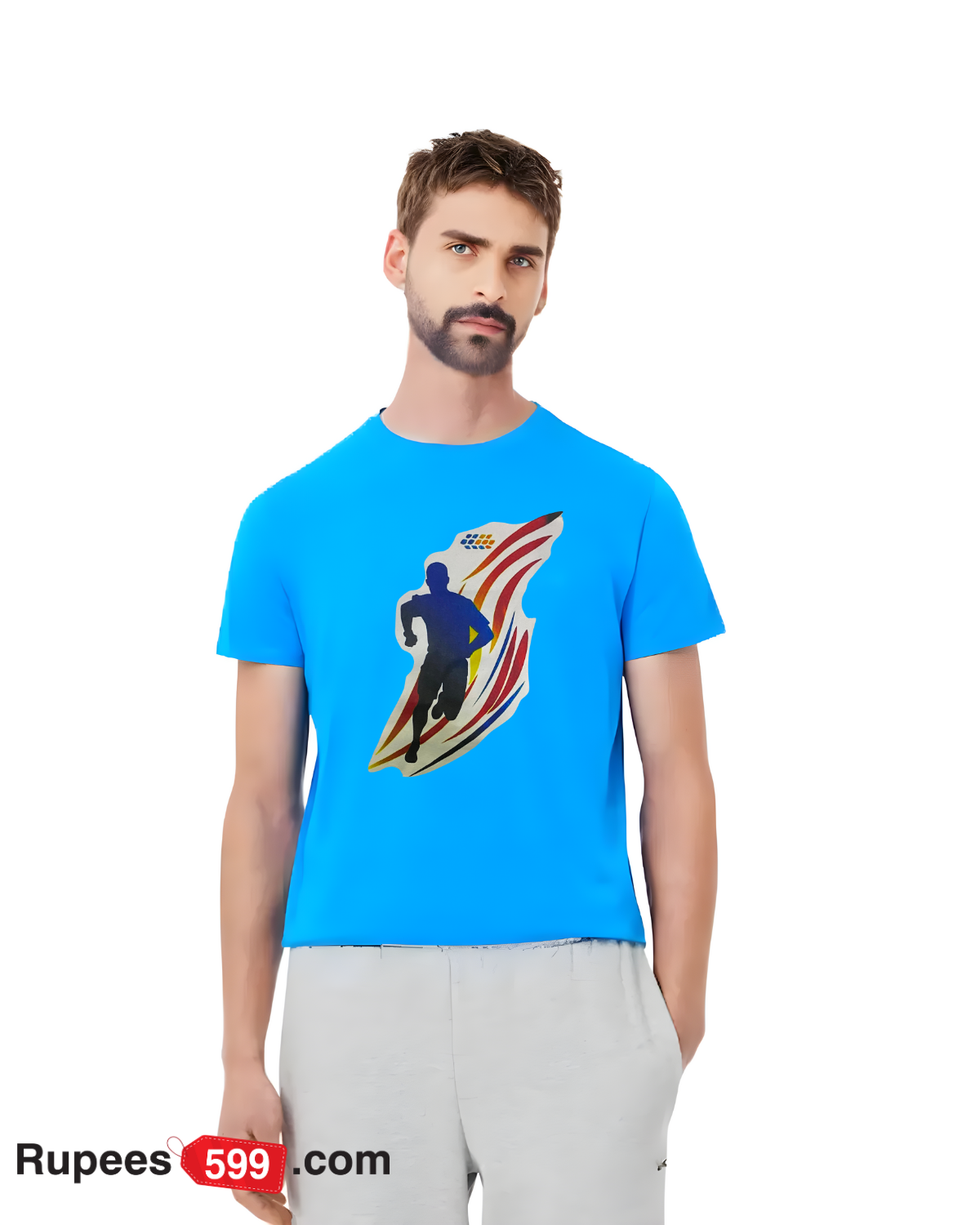 Men’s Light Blue Graphic Print T-Shirt – Rupees599.com